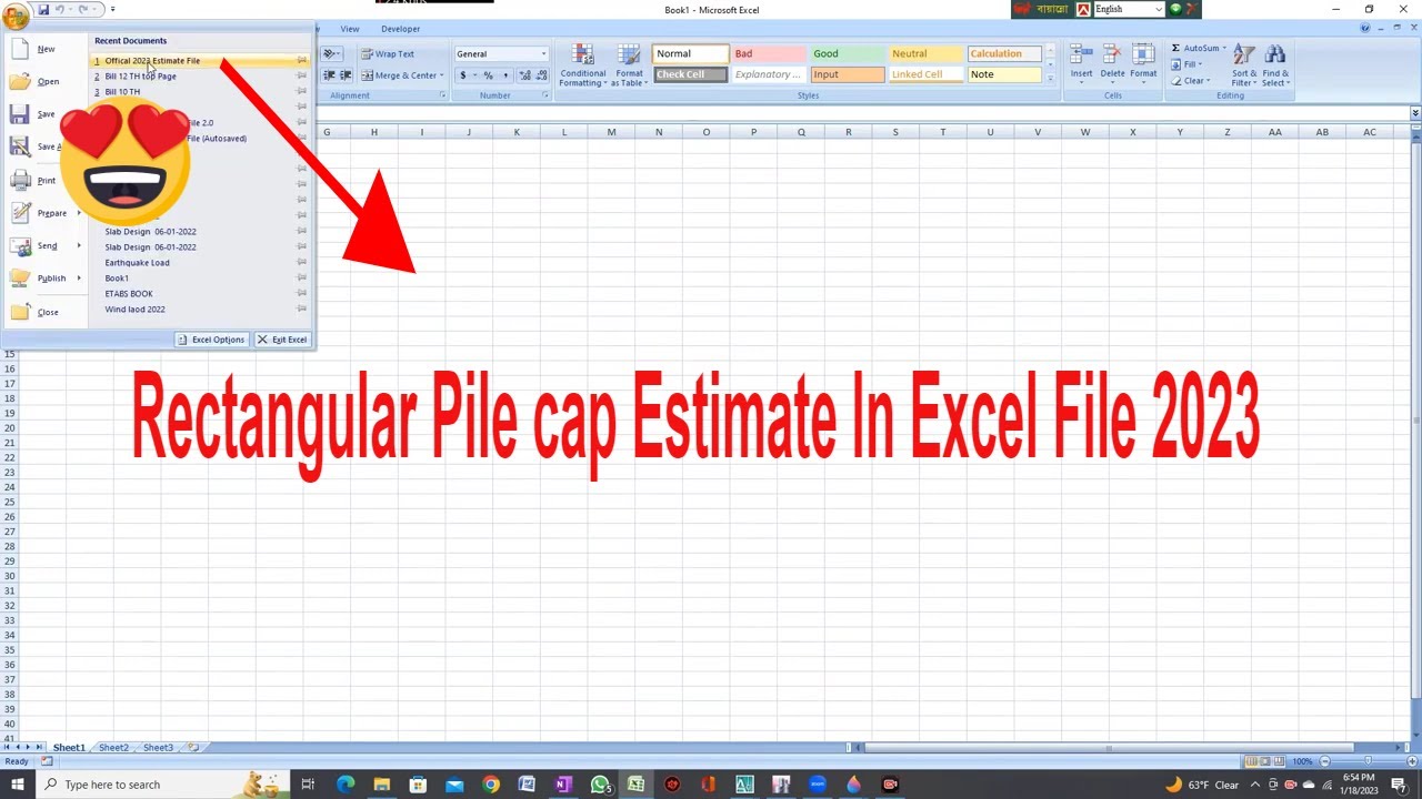 Learn How to Create a Rectangular Shape Pile Cap Estimate in Excel 2023 ...