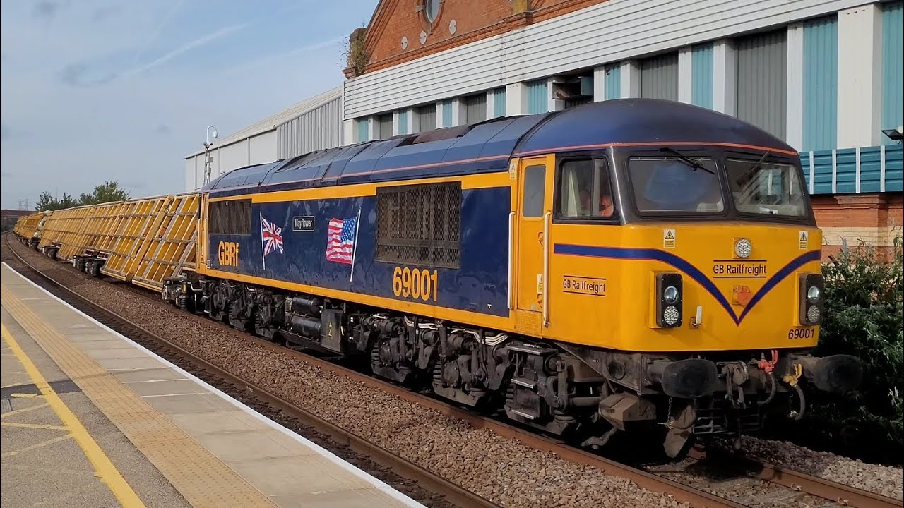GB Railfreight Class 69, 69001 Mayflower passing Loughborough - YouTube
