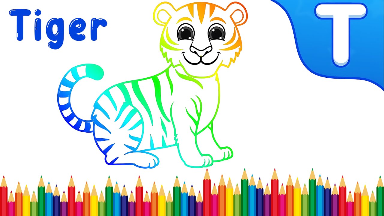 🐯 How to Trace Tiger Easy (Step by Step Tracing) Letter T Tracing for ...