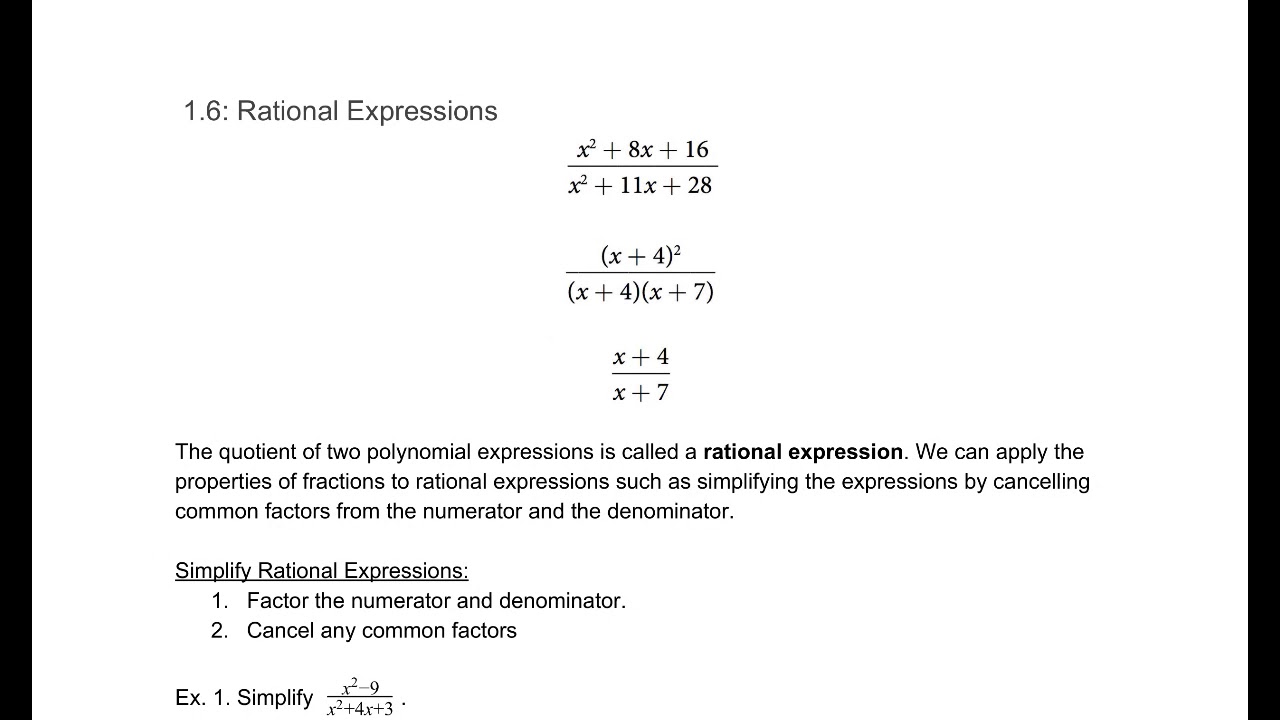 1.6 Rational Expressions - YouTube