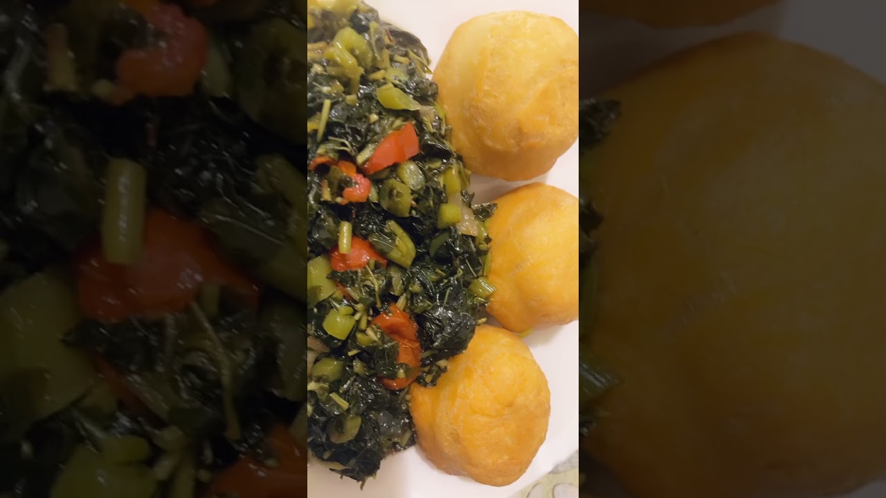 Callaloo and fried dumplings! - YouTube