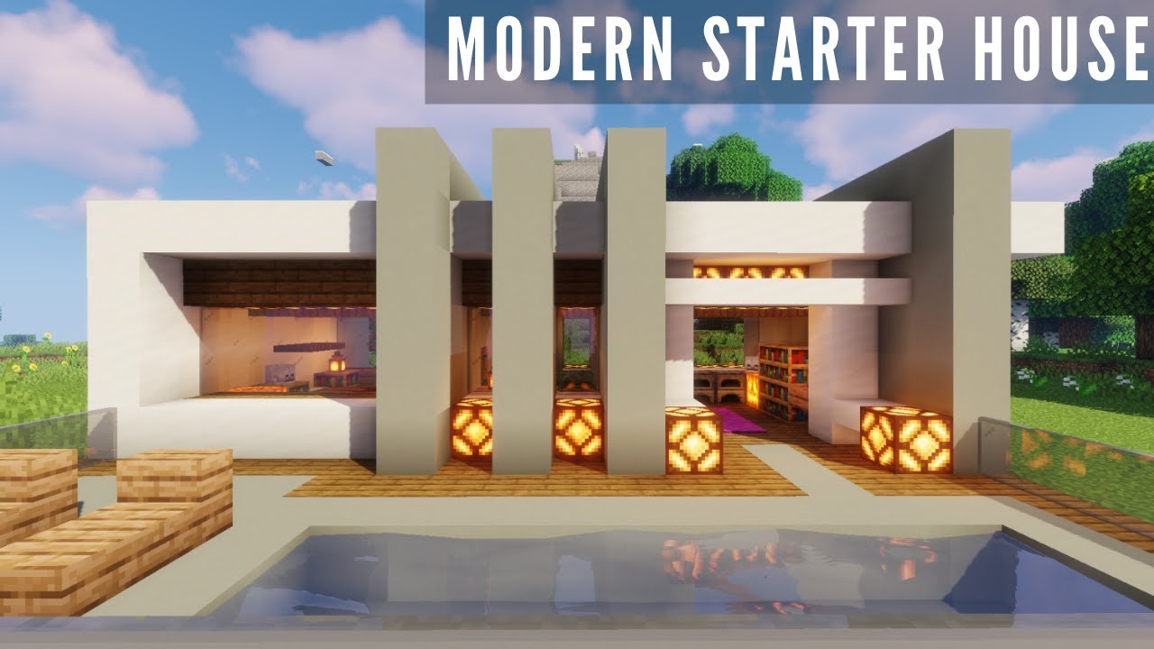 Minecraft: MODERN STARTER HOUSE Tutorial | How to Build a Small modern ...