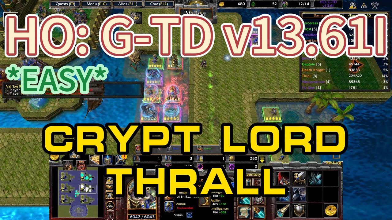 Warcraft 3: Reforged HO: G-TD v13.61I | Easy Run EP 14 | 5 ⭐ CRYPT LORD ...
