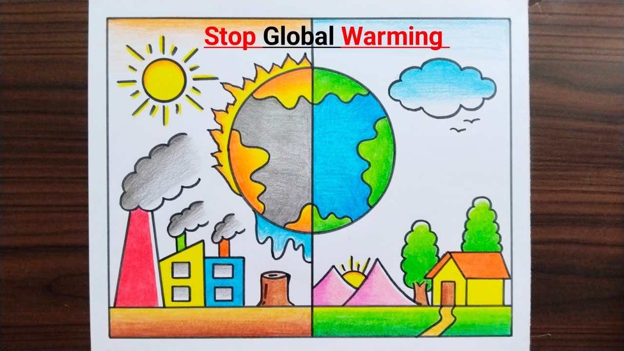 Global Warming Drawing / Stop Global Warming Poster Drawing Easy ...