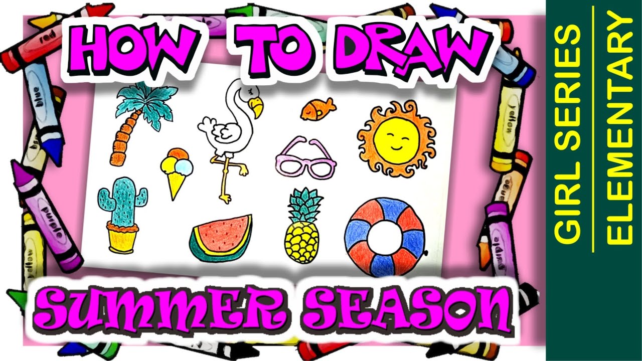 Drawing summer season 😎 Super easy summer season drawing for kids 😎 ...