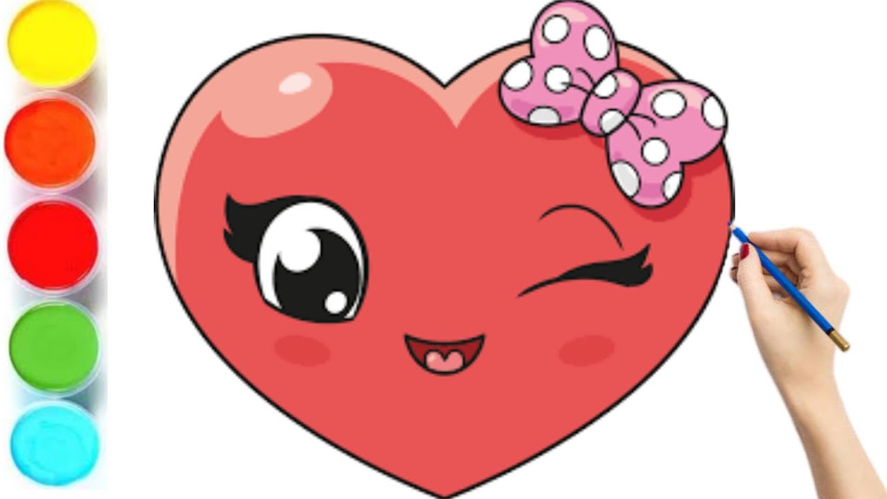 EASY Heart Shapes drawing,Colors for kids|Toddler Learning videos,2d ...