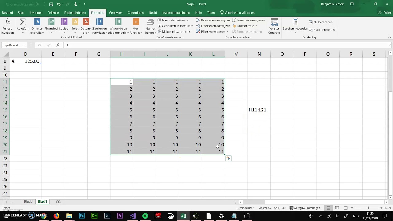 Rekenblad: Bereiken benoemen en gebruiken - YouTube