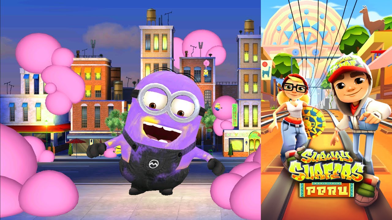 Despicable Me 2: Minion Rush Purple Minion vs Subway Surfers World Tour ...