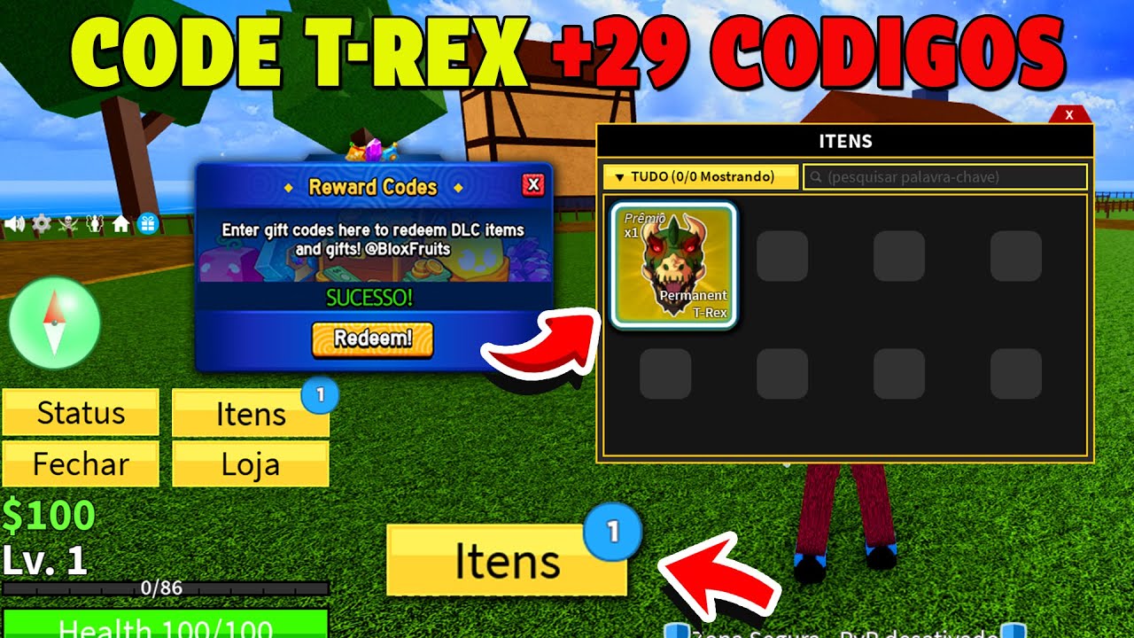 NOVO CÓDIGO DA FRUTA T-Rex NO BLOX FRUITS + 30 CÓDIGOS DE EXP BELI E ...