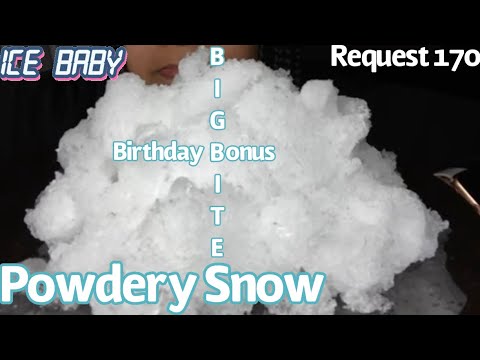 Ice Eating ASMR - Fulfilling Request 170 - Powdery Snow | Big Bites | Birthday Bonus