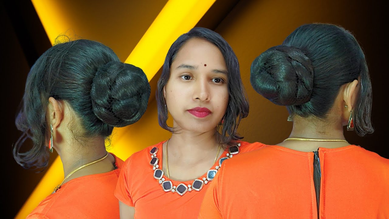Net Bun Hairstyle For Longhair: Easy Updo Tutorial Part - 7 - YouTube