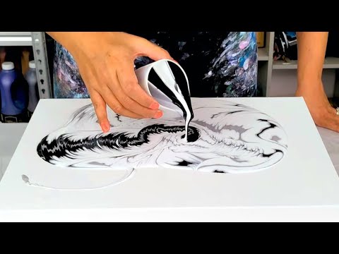 Soft and Funky! - Simple Split Cup - Acrylic Pouring in Monochrome Colors