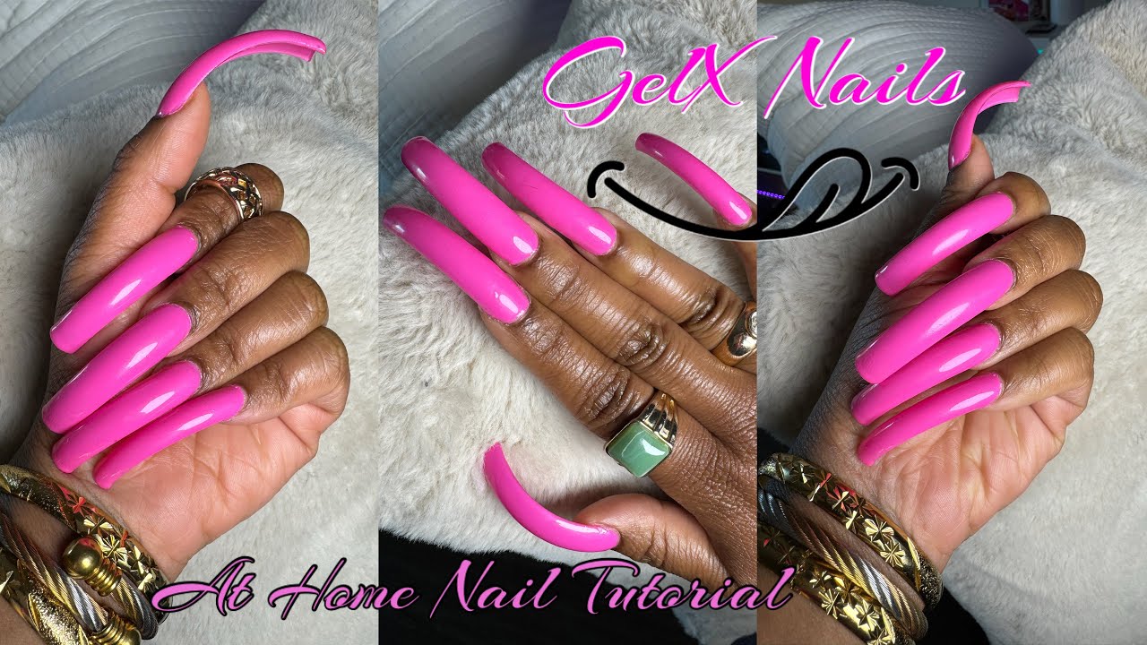 How I Do My Extra Long Gel X Nails At HOME | NAIL TUTORIAL 💗 - YouTube
