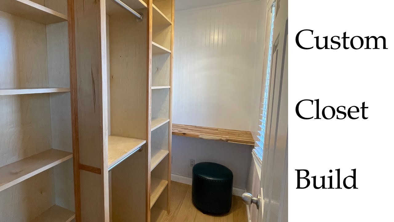 Custom closet build with a floating butcher block counter - YouTube