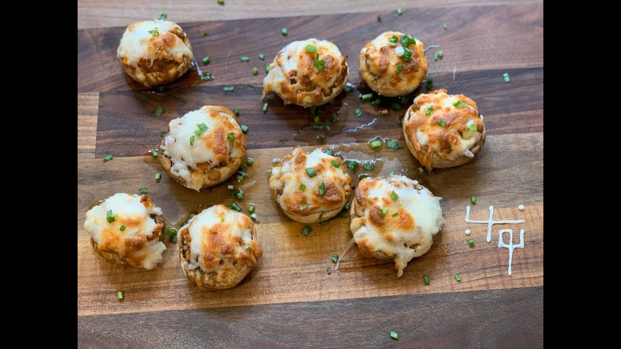 قارچ شکم‌پُر با نواب - Navab make grill mushrooms with meat sauce - YouTube