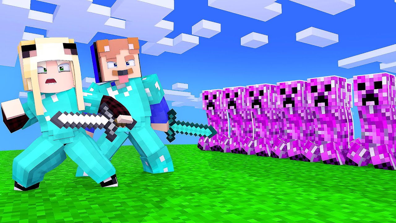 PINKE CREEPER ARMEE VS. EPIC UND KATHA! - YouTube