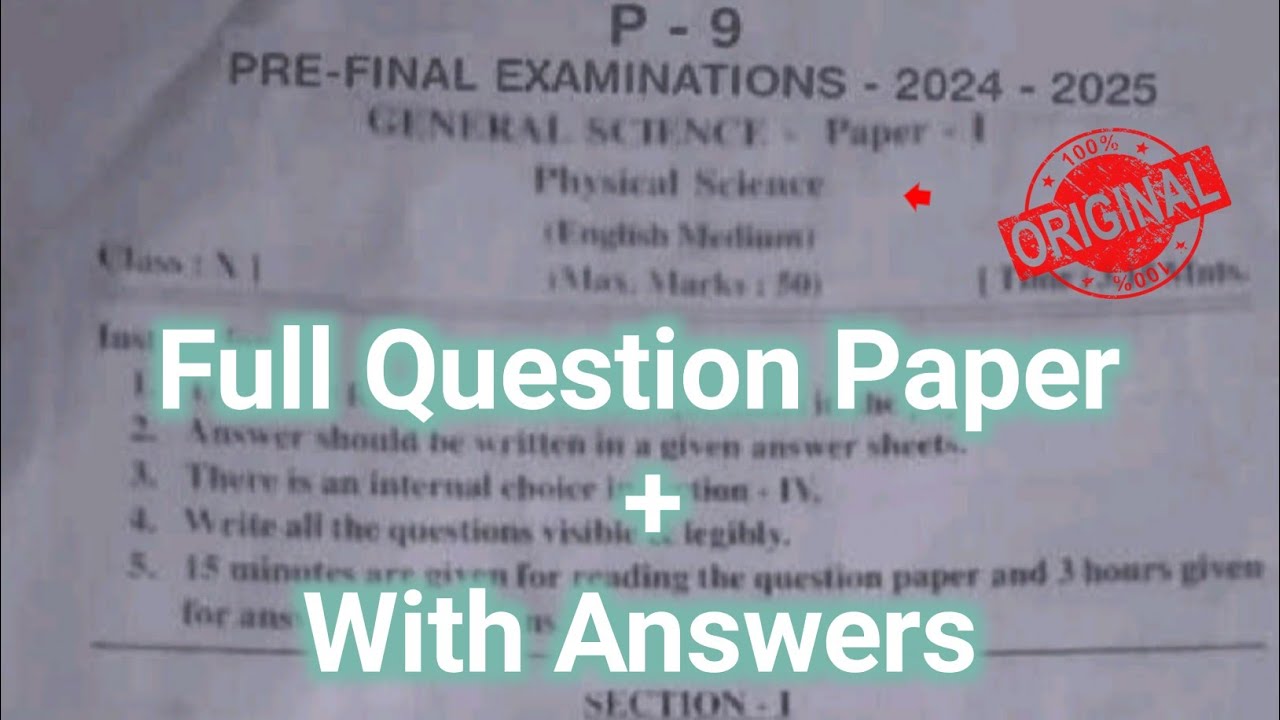 💯Ap 10th Physics pre final question paper 2025|10th class pre final exam physics paper and ...