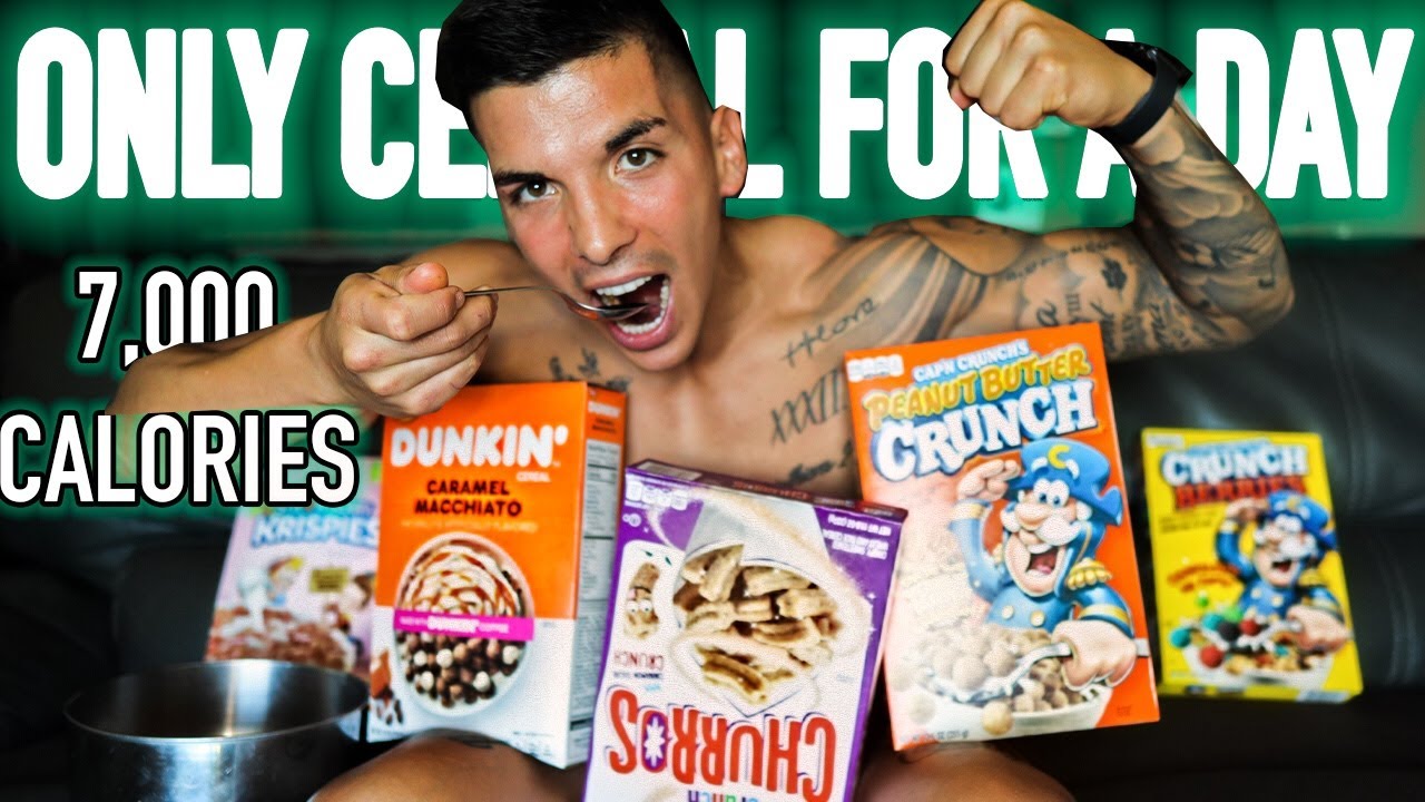 I Ate Only CEREAL For 24 HOURS - 7,000 CALORIES + LEG WORKOUT!!! - YouTube