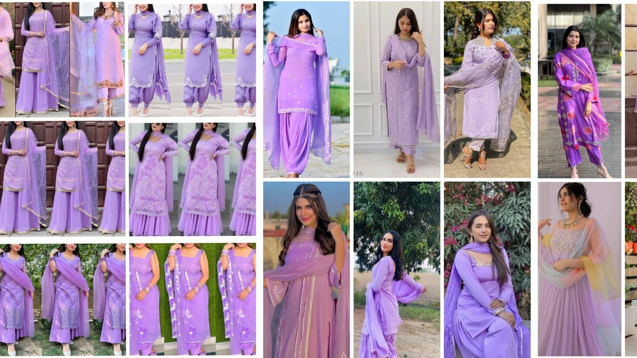 Light purple 💜 colour suit design।। lavender colour suit design - YouTube