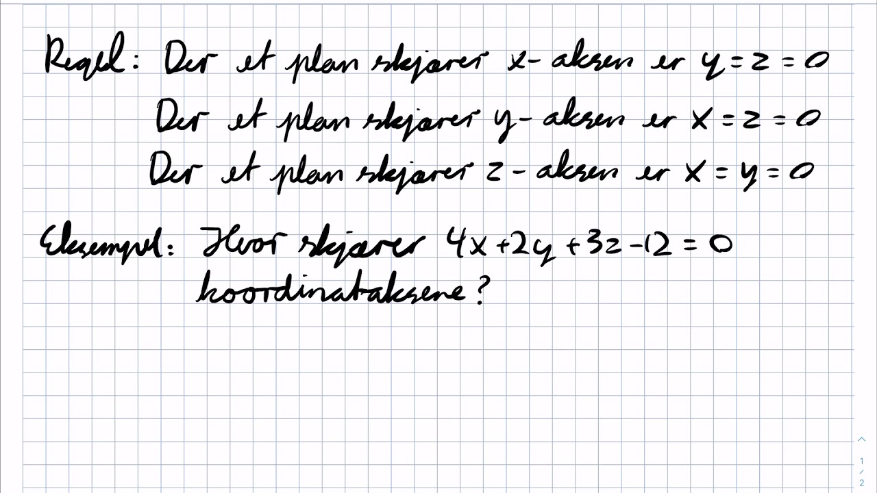 R2: 5A Plan 4: Skjæring mellom plan og koordinatakser - YouTube