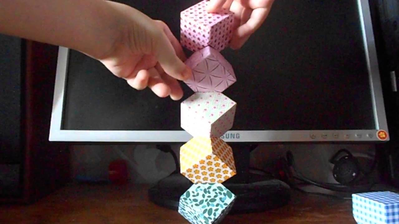 Origami columbus cube tower - YouTube