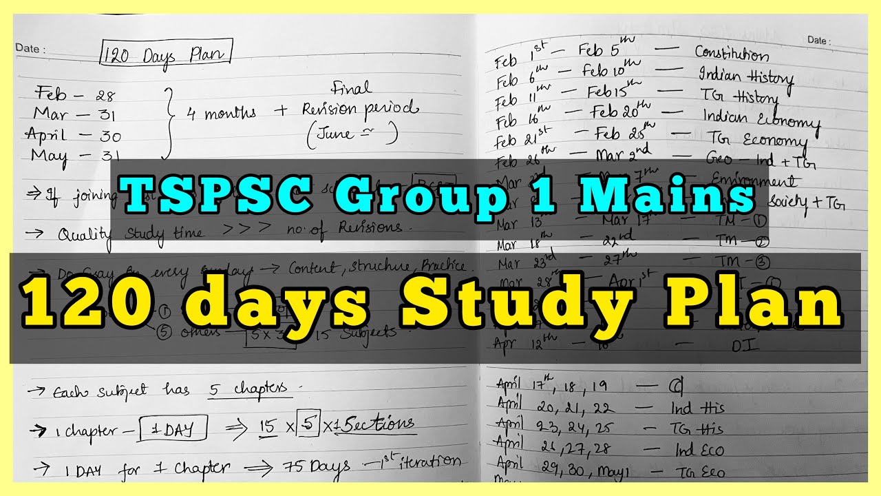 120 Days Study Plan for TSPSC Group 1 Mains #tspscmains #tspscgroup1 ...