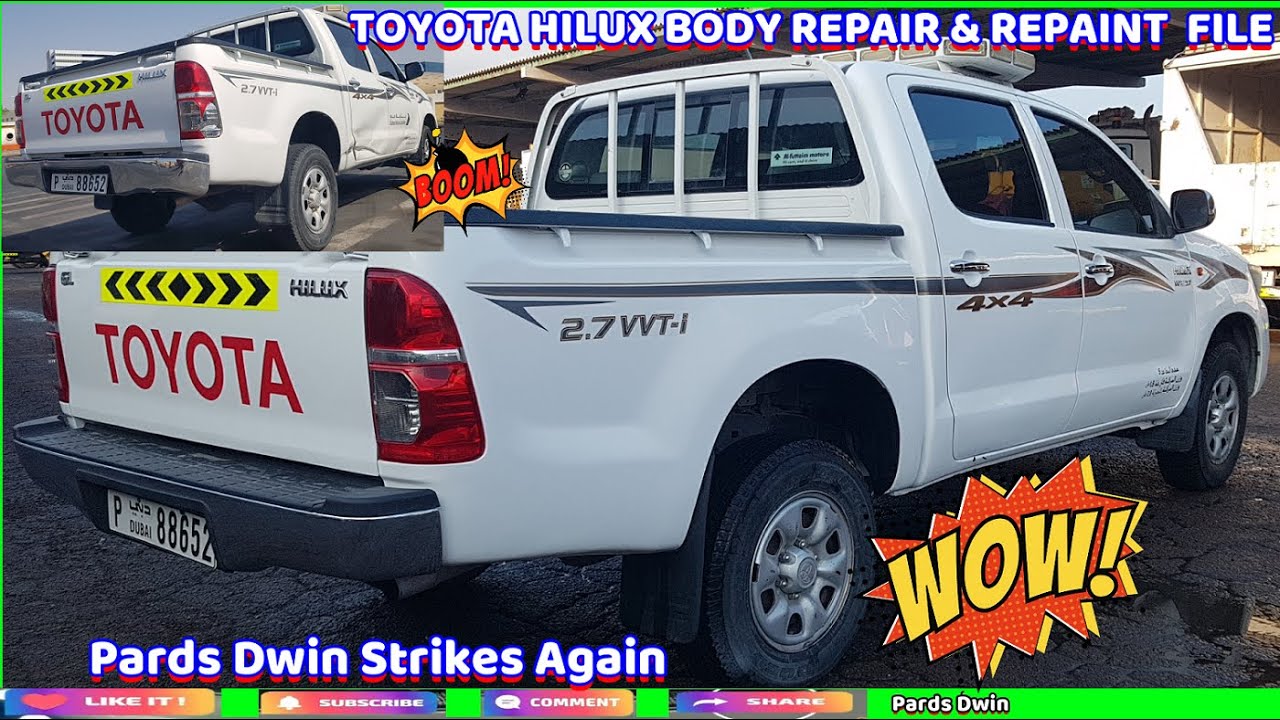 88652 TOYOTA HILUX PICK UP ACCIDENT DAMAGED BODY REPAIR & PAINTING FILE ...