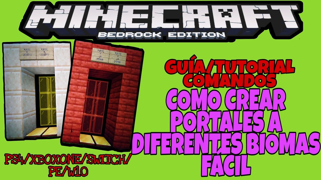 GUIA/TUTORIAL COMANDOS #5 PORTALES A BIOMAS MINECRAFT BEDROCK PS4/XBOX ...