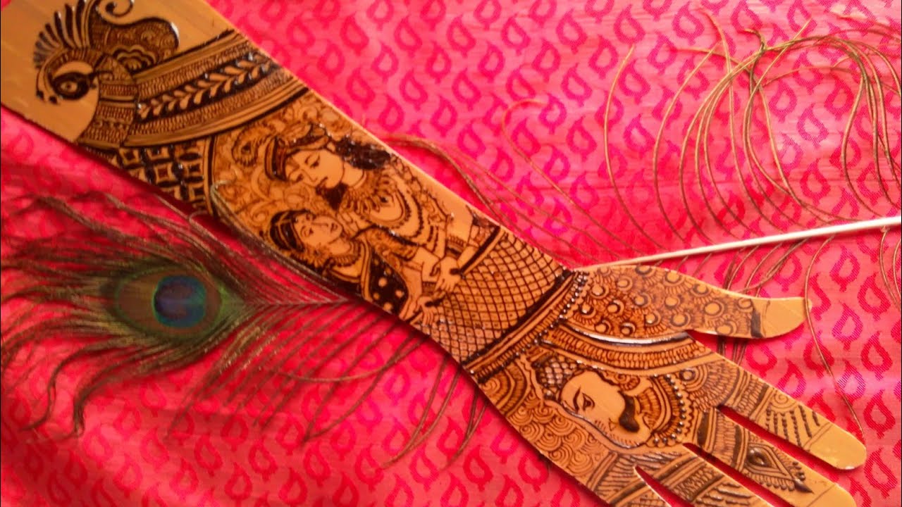 Latest Bbeautiful Mehandi design for hand | Radha Krishna figurative ...