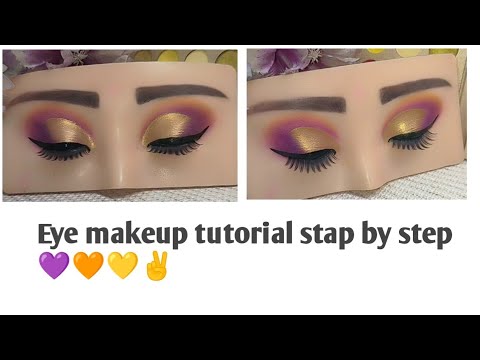Eye makeup tutorial stap by step 💜🧡💛#trending - YouTube