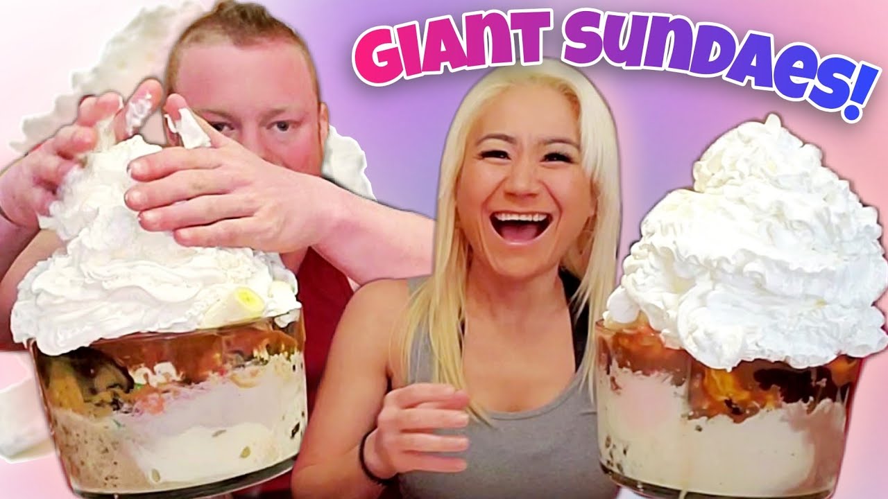 SO SATISFYING: Giant Ice Cream Sundae Eating Challenge w/ A Whole Can ...