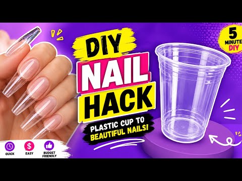 DIY - HOW TO MAKE FAKE NAILS WITH ONE TIME PLASTIC GLASS AT HOME - NO nail glue/nail sticker