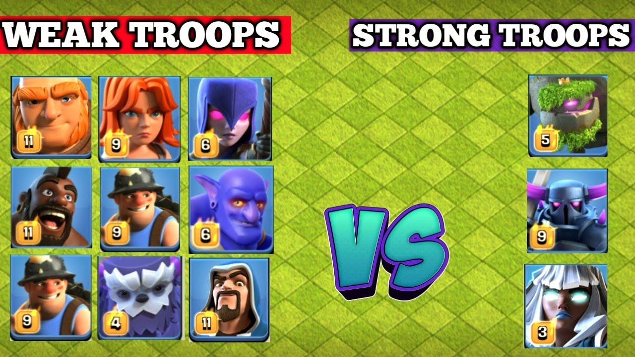1× STRONG TROOPS VS 3× WEAK TROOPS || WHO WILL WIN ? | CLASH OF CLANS ...