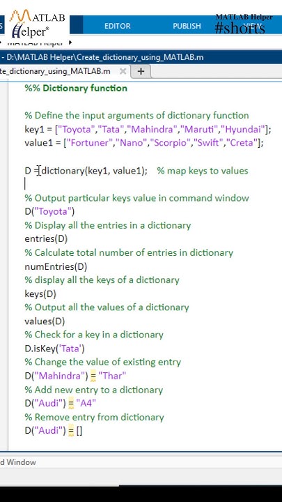 Create dictionary using MATLAB #Shorts - YouTube