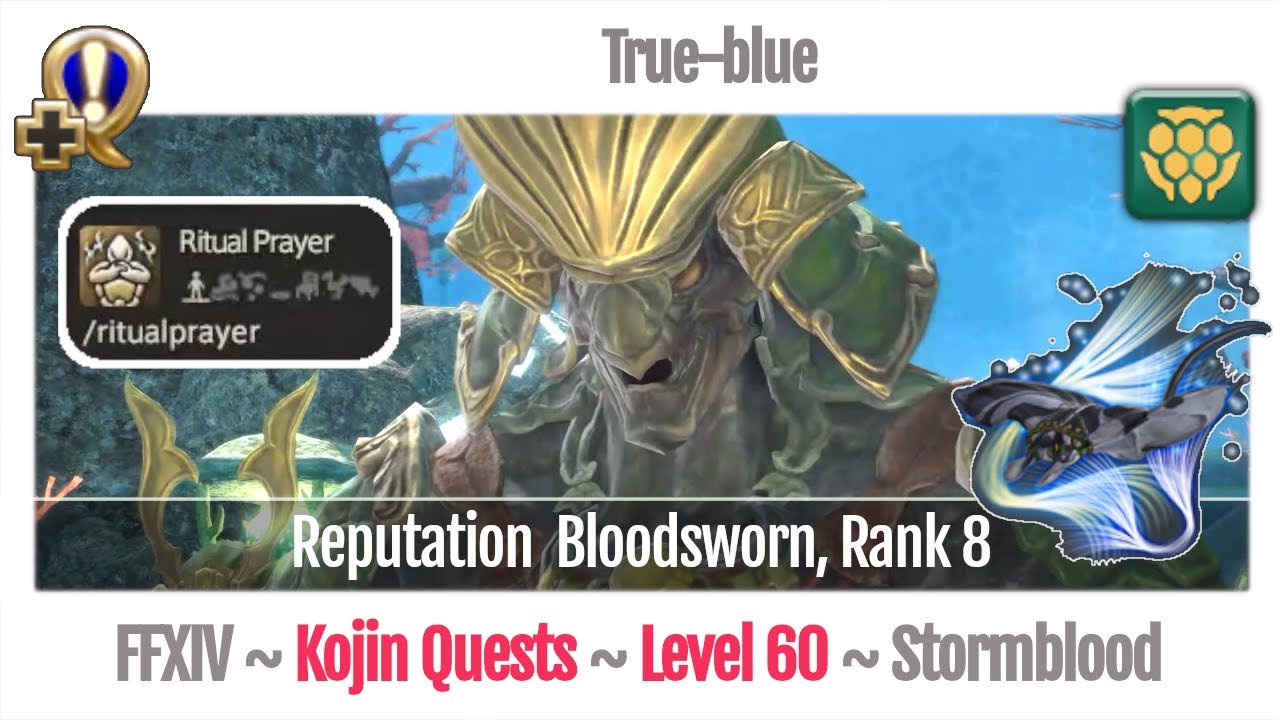FFXIV True-blue (Beast Tribe Kojin, Rank 8, Mount Striped Ray, Emote ...
