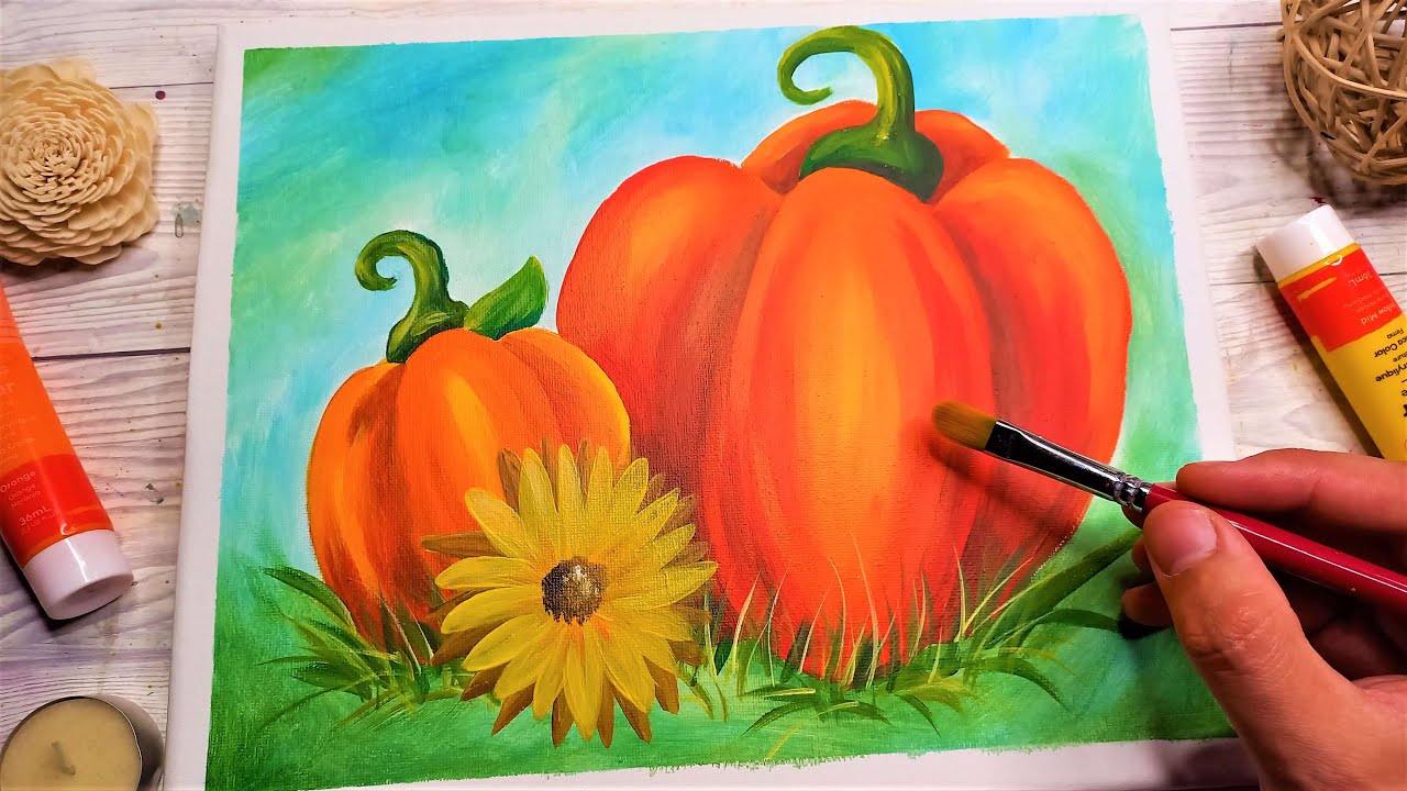 Cum PICTEZ un DOVLEAC de TOAMNA 🎃 Pictura Acrilica 🍂 Invata sa Pictezi🍁 ...