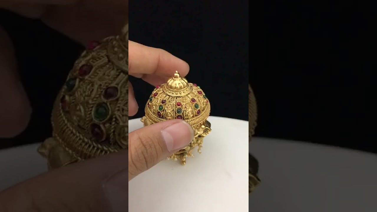 Kempu stone Nagasi Work Exclusive Kum-Kum Box, Matte Finish, Premium ...