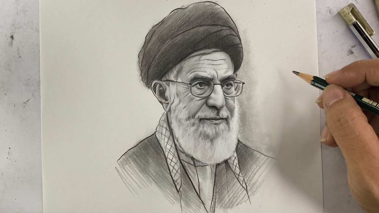 Drawing the Supreme Leader of Iran in Pencil - Ali Khamenei - YouTube