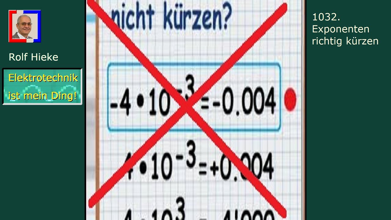 1032 Vorzeichen mit Exponenten kürzen - YouTube