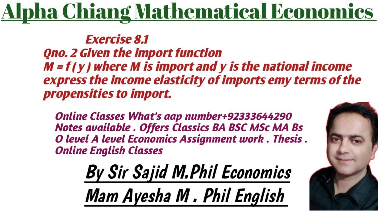 Alpha Chiang Mathematical Eco. Exercise 8.1 Qno 2. Urdu Hindi ••• By ...