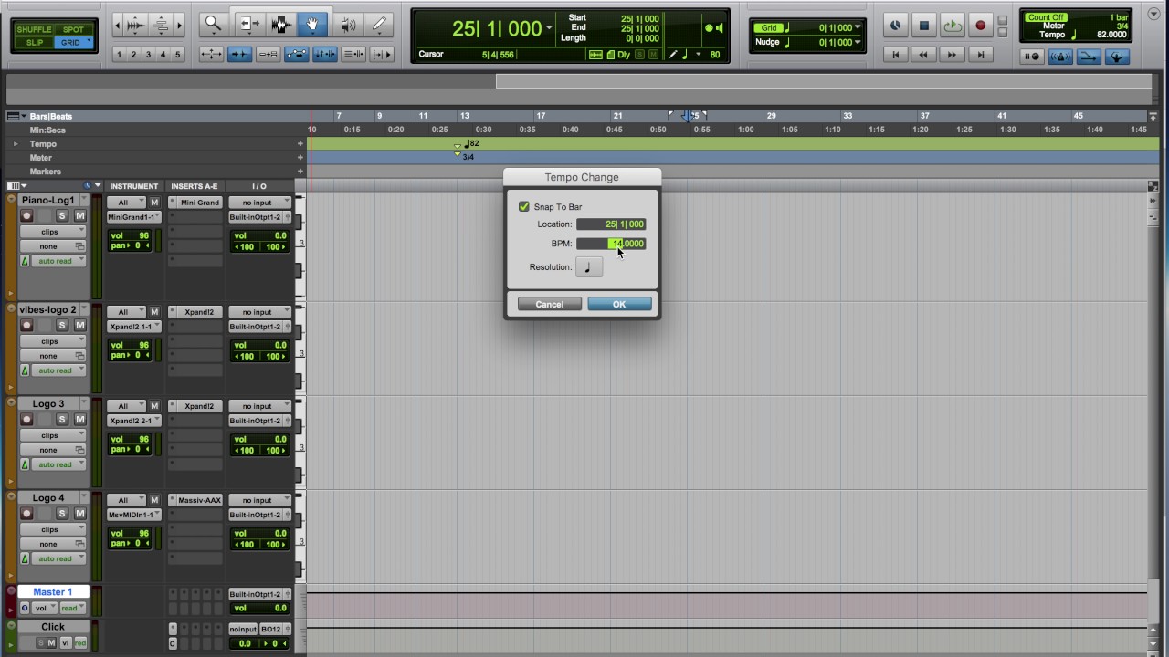 Changing tempo and meter across the timeline in Pro Tools - YouTube