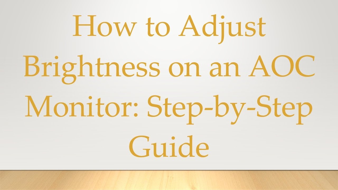 How to Adjust Brightness on an AOC Monitor: Step-by-Step Guide - YouTube