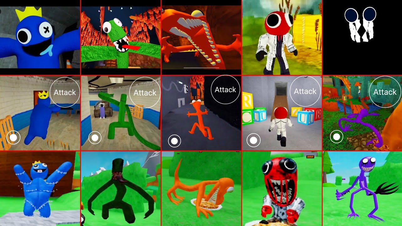 Rainbow friends chapter 1 all characters vs Roleplay vs hungry friends ...