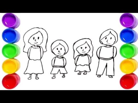 Çocuklar İçin Kolay Aile Çizimi ve Boyaması Öğrenelim - YouTube
