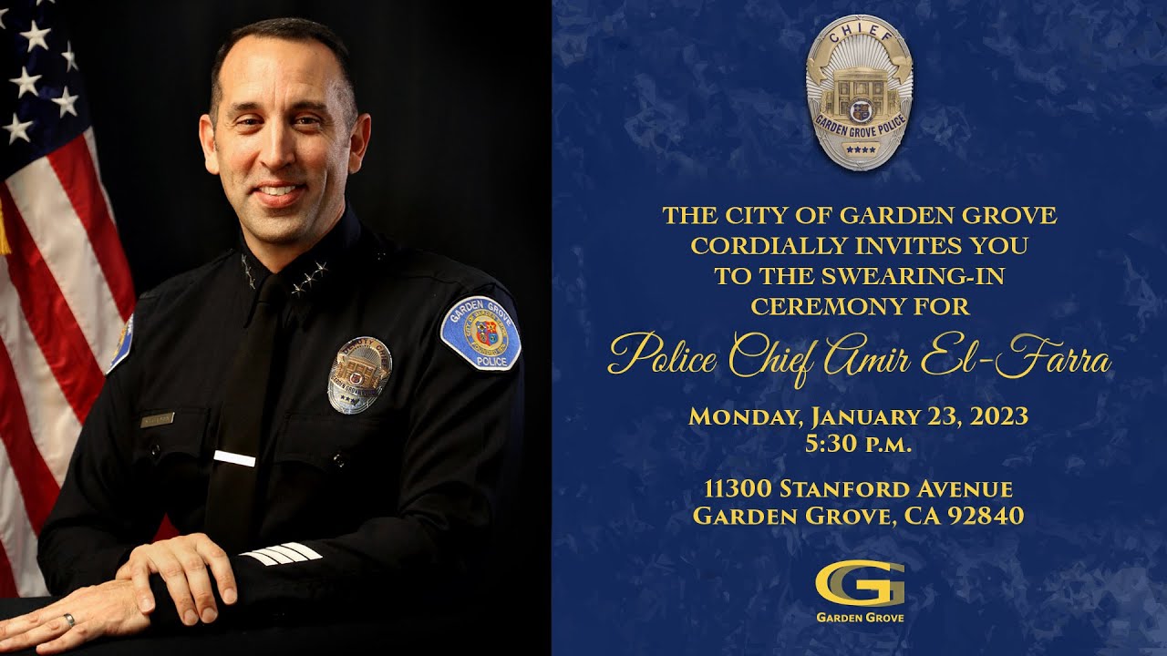 Garden Grove Police Chief Amir El-Farra is Sworn In - YouTube