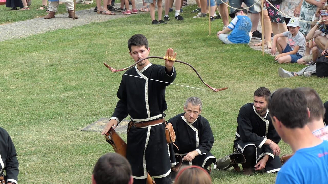 Archer from Black Falcon group demonstrating Turkish bow on Pribinova ...