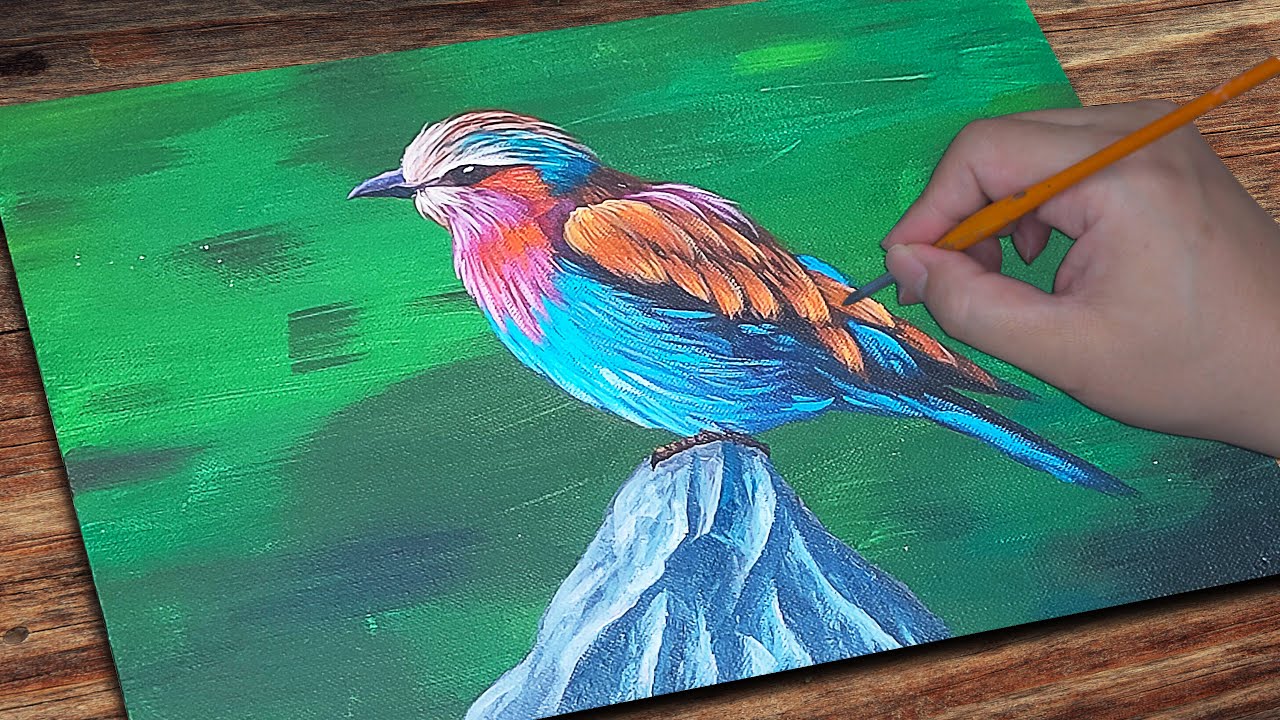 Beautiful Bird Painting Tutorial / How To Paint Beautiful Bird In ...