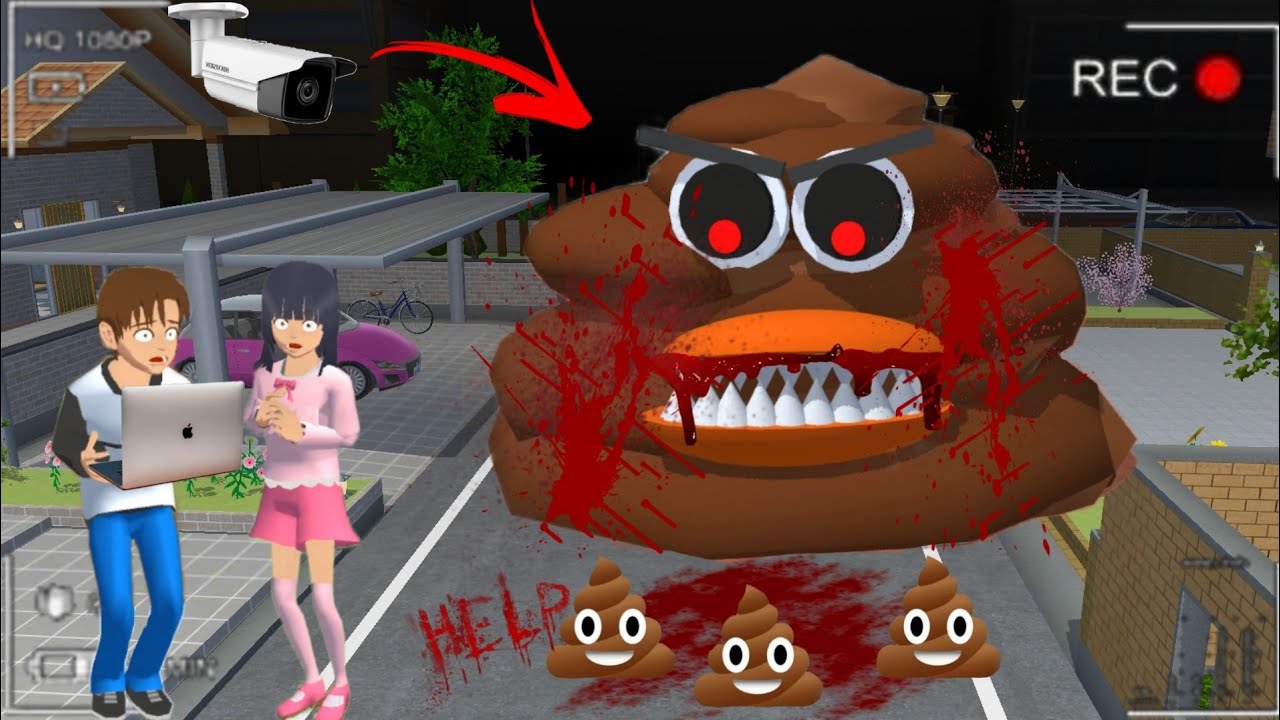 Monster poop menyerang kota Sakura, yuta moi ketakutan |SAKURA SCHOOL ...