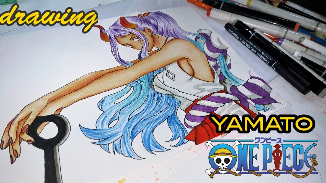 Drawing yamato son kaido onepiece| pencil and marker - YouTube