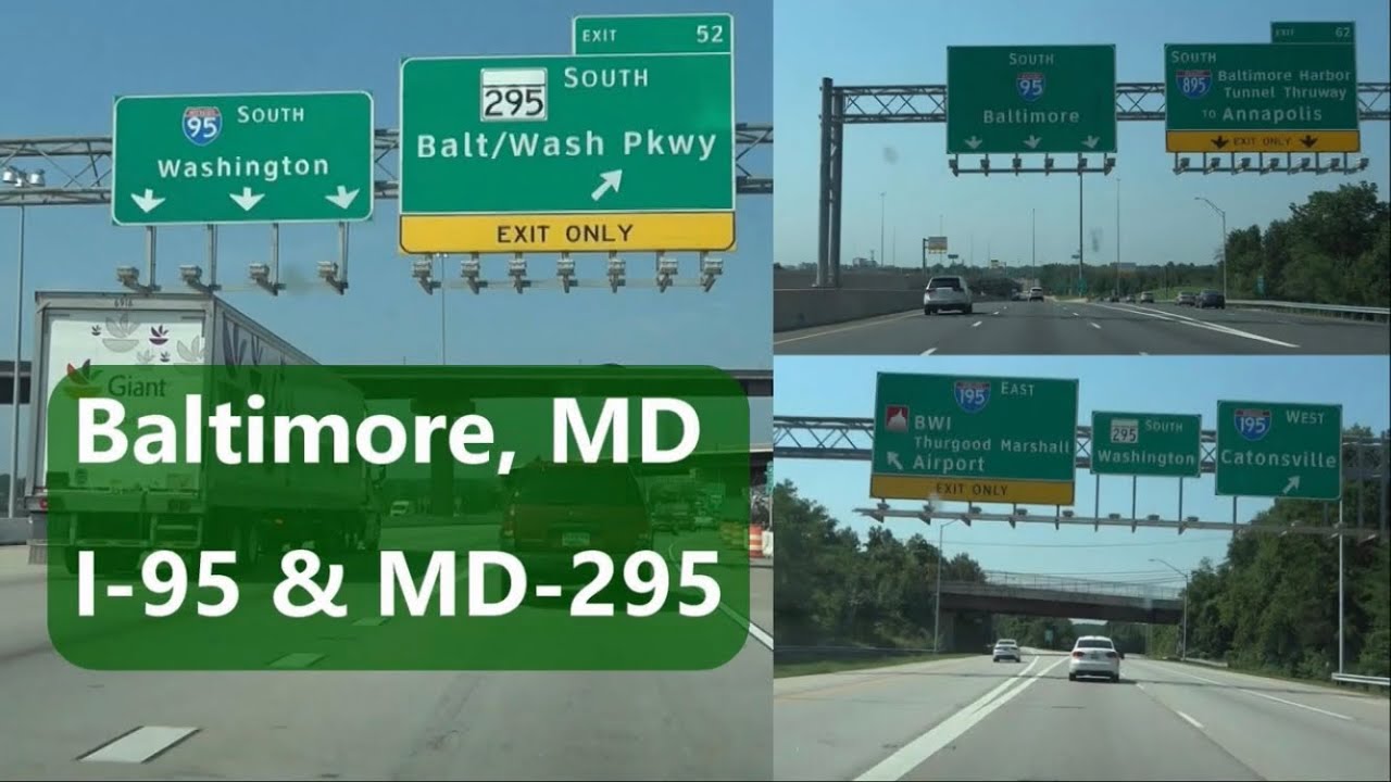 I-95 SB to MD-295 SB • Baltimore, Maryland - YouTube